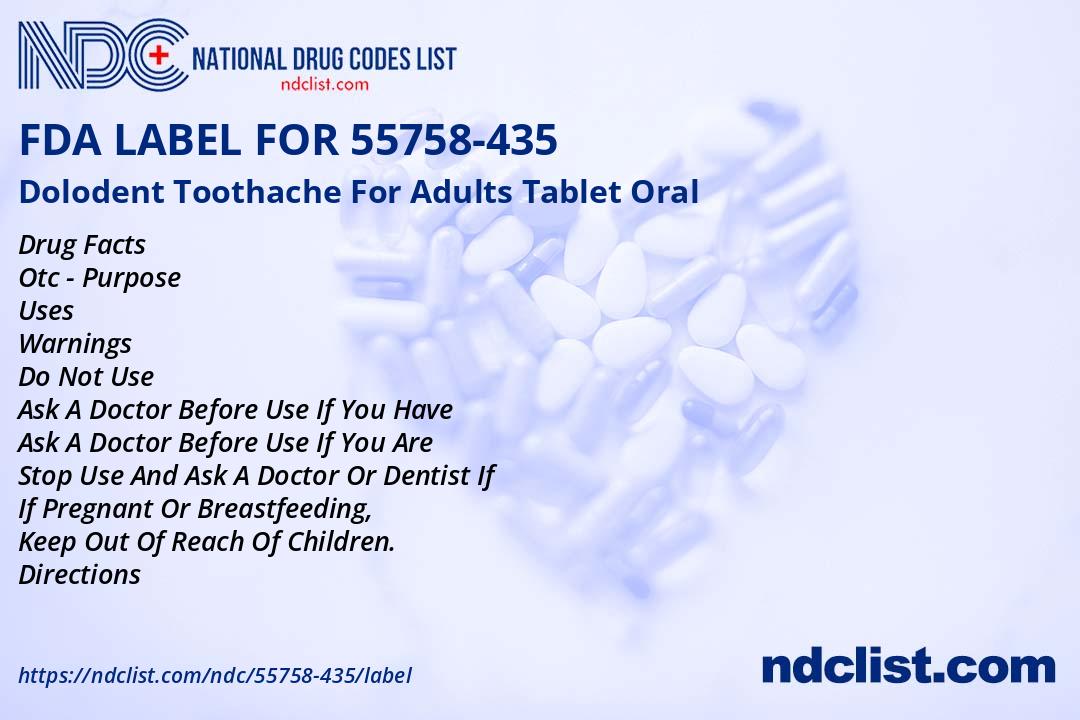 FDA Label for Dolodent Toothache For Adults Tablet Oral - Indications ...