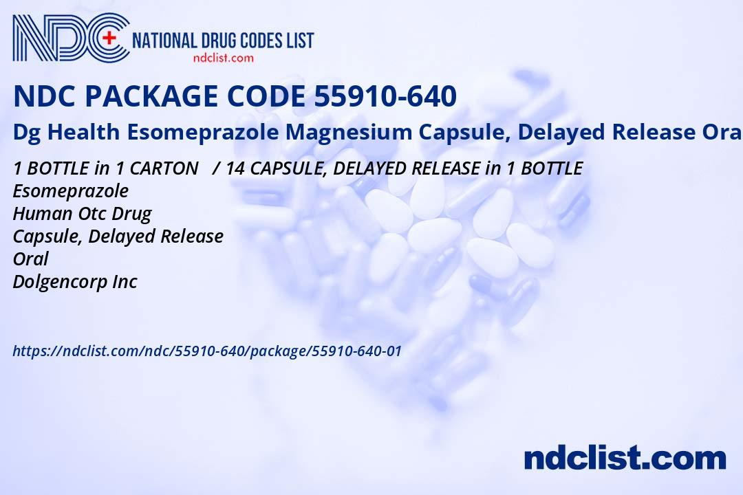 NDC Package 55910-640-01 Dg Health Esomeprazole Magnesium Capsule ...