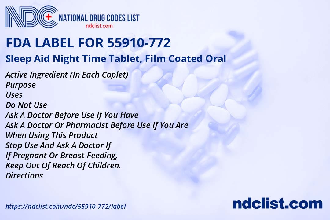 FDA Label for Sleep Aid Night Time Tablet, Film Coated Oral ...
