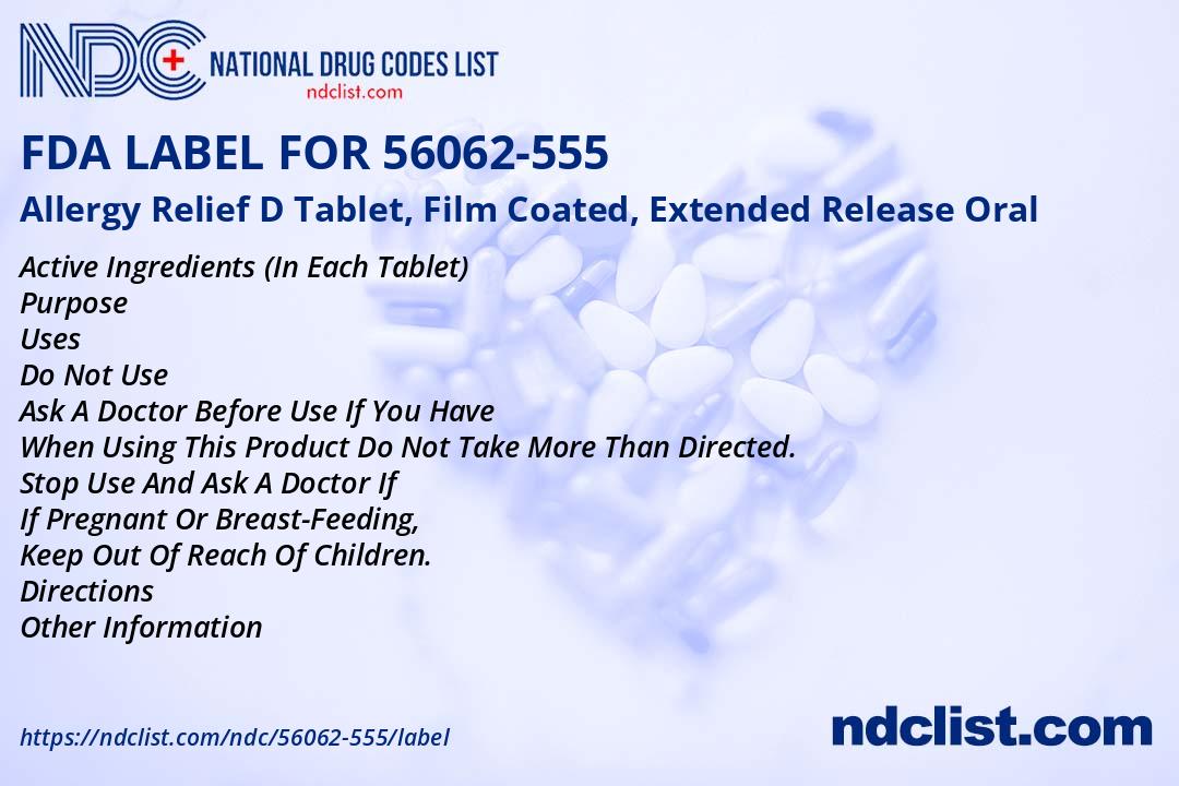 FDA Label for Allergy Relief D Tablet, Film Coated, Extended Release ...