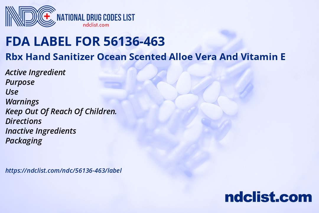 FDA Label for Rbx Hand Sanitizer Ocean Scented Alloe Vera And Vitamin E ...