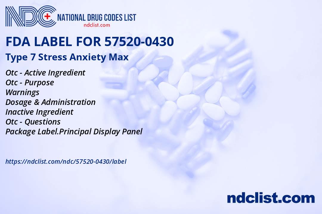 FDA Label for Type 7 Stress Anxiety Max - Indications, Usage & Precautions