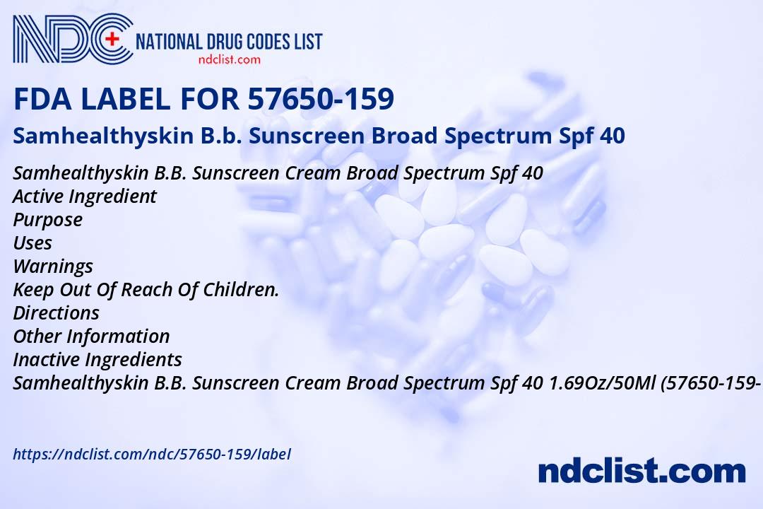 Samhealthyskin B.b. Sunscreen Bro- FDA Label NDC57650-159