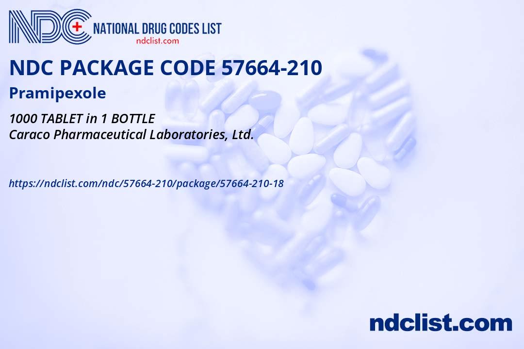 NDC Package 57664-210-18 Pramipexole