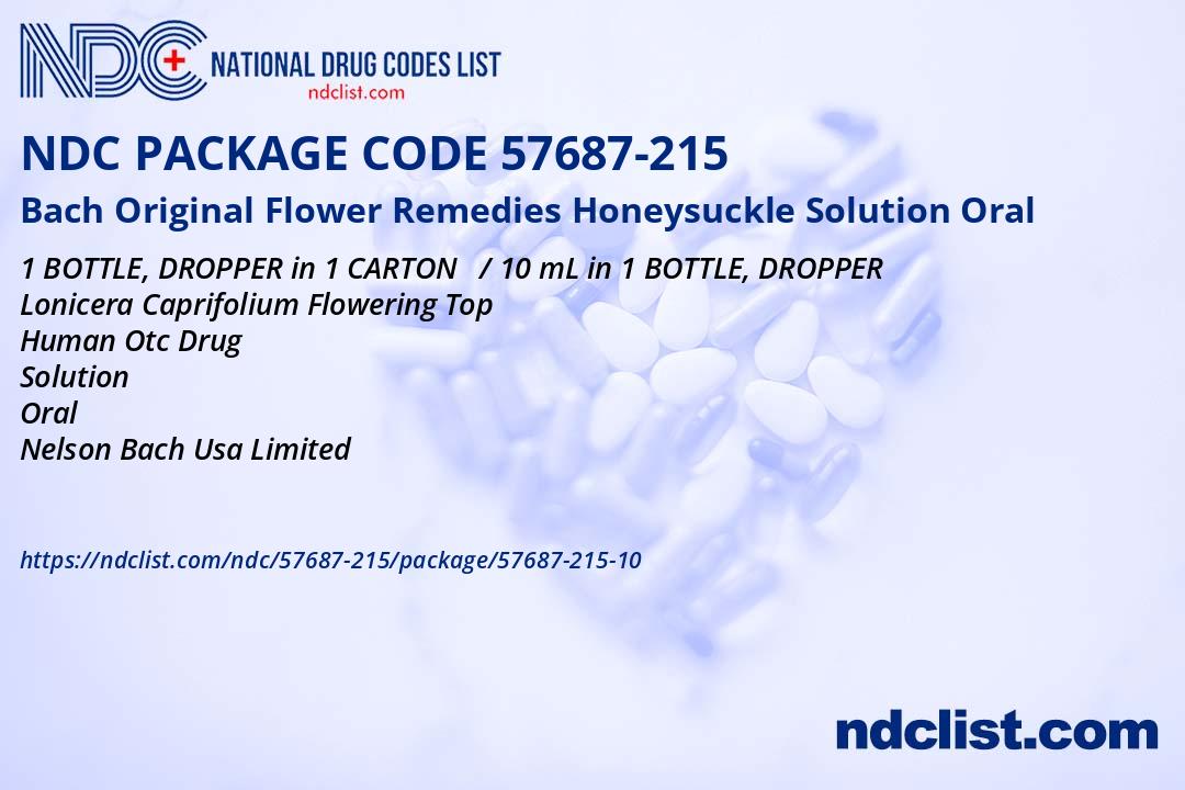 NDC Package 57687-215-10 Bach Original Flower Remedies Honeysuckle ...