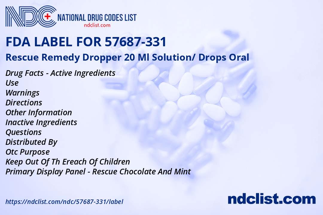Rescue Remedy Dropper 20 Ml- FDA Label NDC57687-331