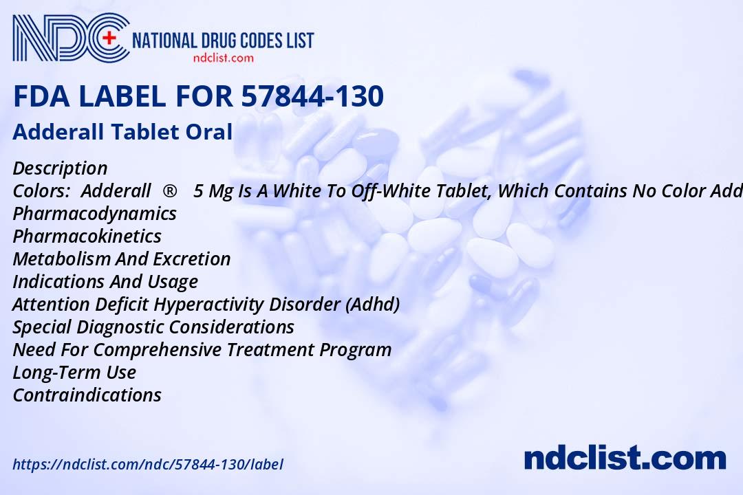 Adderall Tablet FDA Label - NDC 57844-130