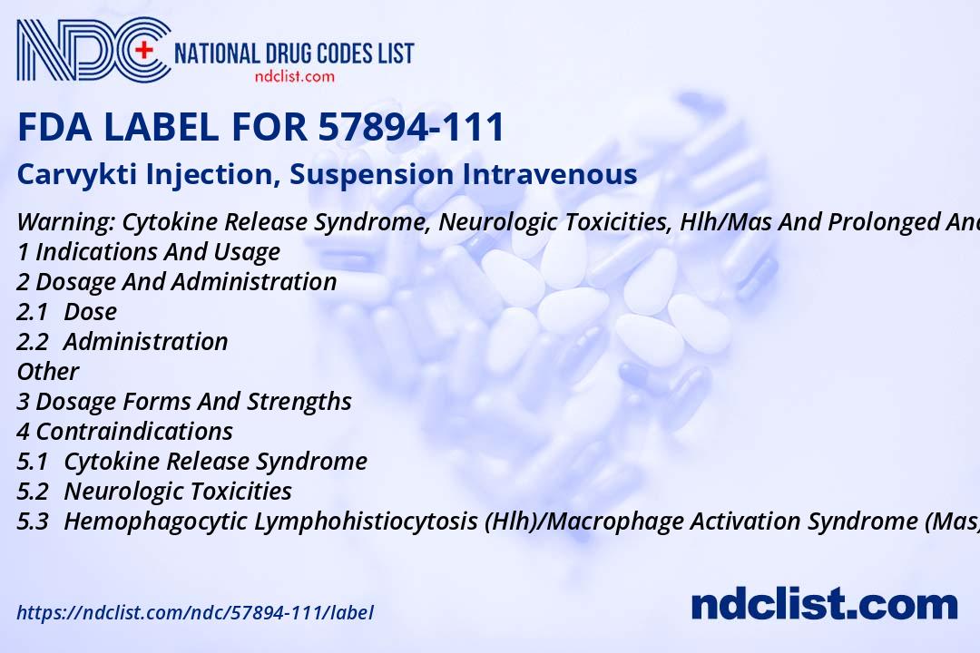 Carvykti Injection, Suspension FDA Label - NDC 57894-111