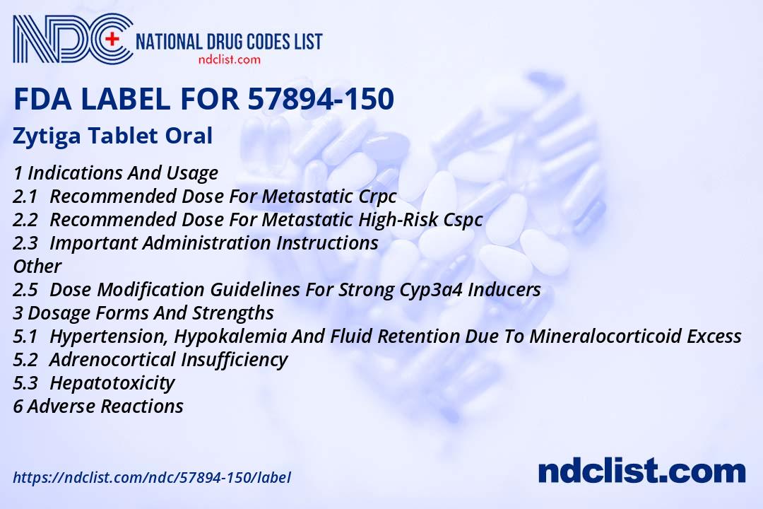 FDA Label for Zytiga Tablet Oral - Indications, Usage & Precautions