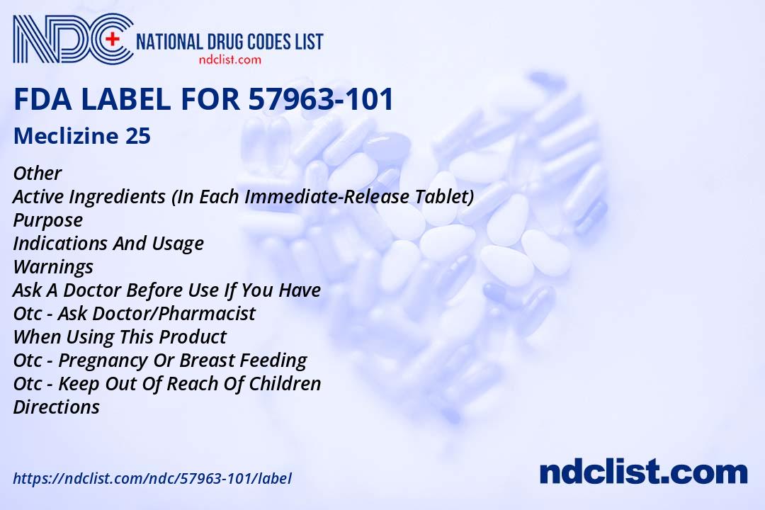 FDA Label for Meclizine 25 - Indications, Usage & Precautions