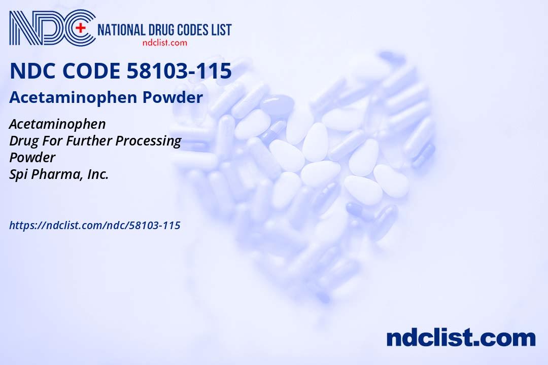 NDC 58103-115 Acetaminophen Powder
