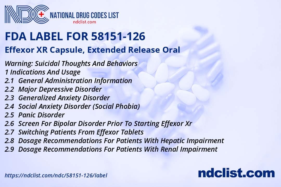 Effexor Capsule, Extended Release- FDA Label NDC58151-126