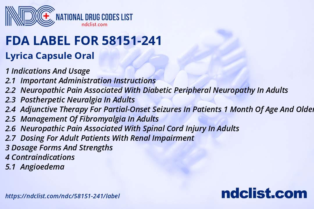 FDA Label for Lyrica Capsule Oral - Indications, Usage & Precautions
