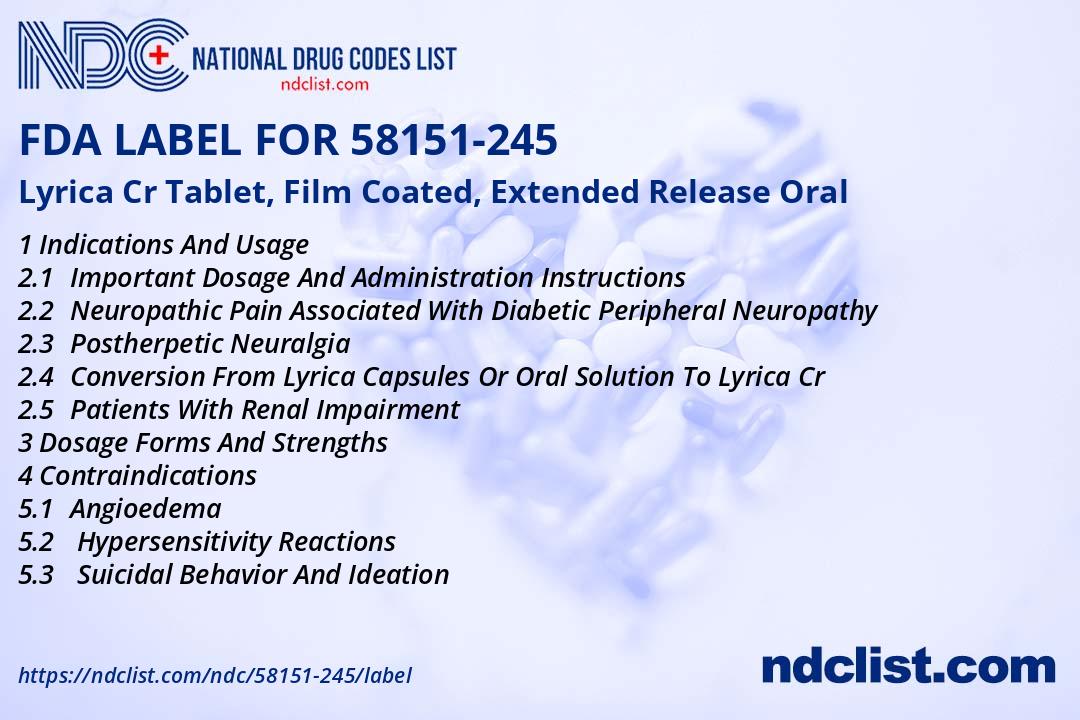 FDA Label for Lyrica Cr Tablet, Film Coated, Extended Release Oral ...