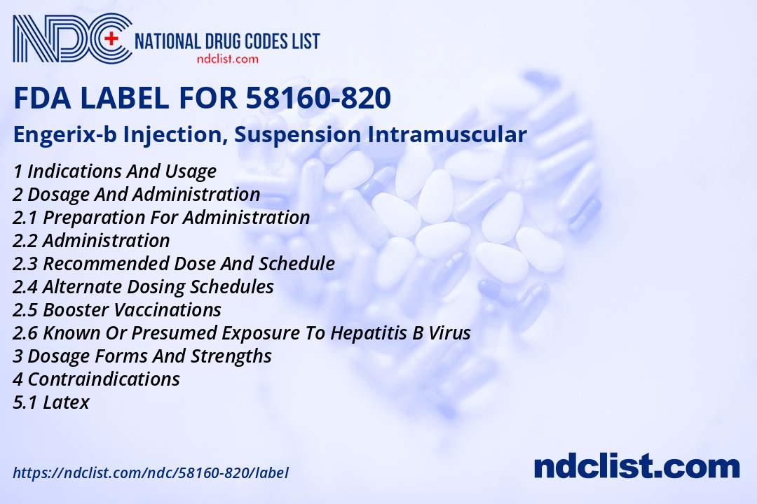 Engerix-b Injection, Suspension FDA Label - NDC 58160-820