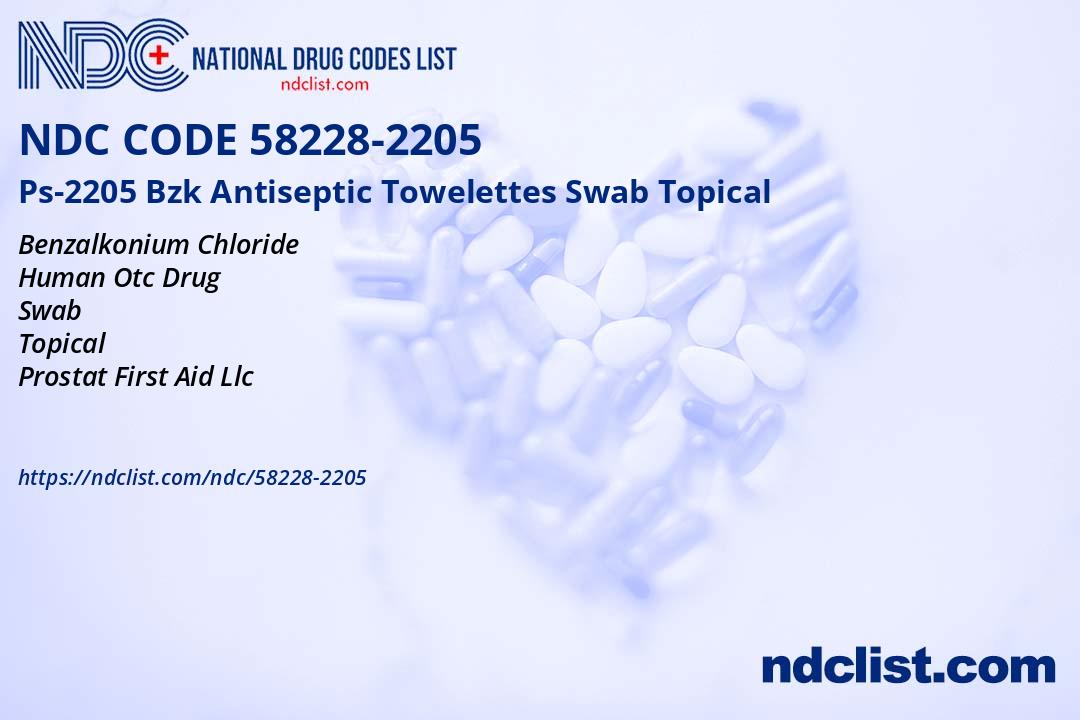 NDC 58228-2205 Ps-2205 Bzk Antiseptic Towelettes Swab Topical