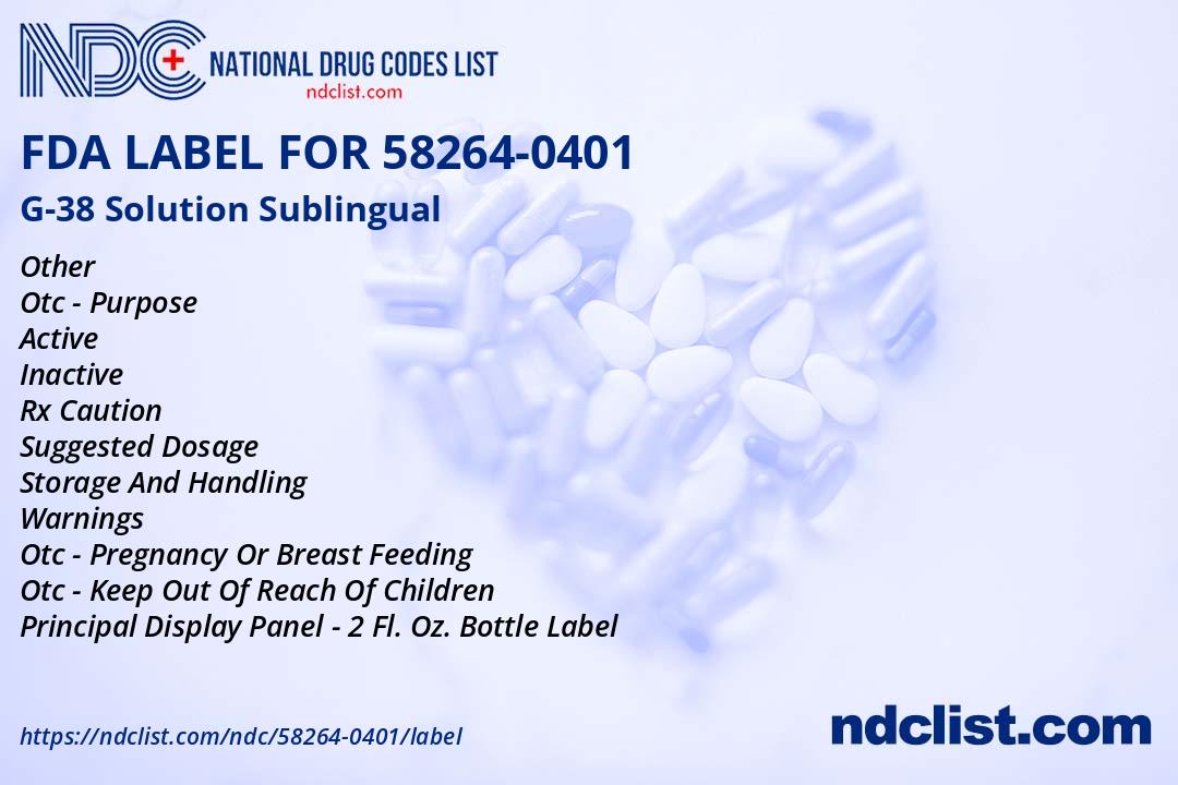 FDA Label for G-38 Solution Sublingual - Indications, Usage & Precautions