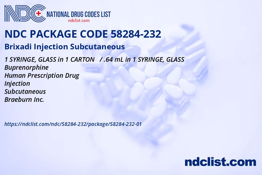NDC Package 58284-232-01 Brixadi Injection Subcutaneous