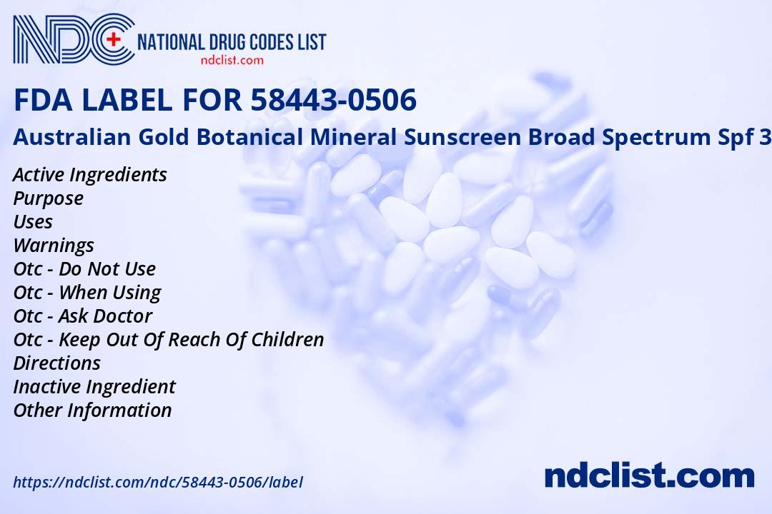 FDA Label for Australian Gold Botanical Mineral Sunscreen Broad ...