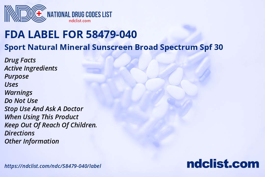 FDA Label for Sport Natural Mineral Sunscreen Broad Spectrum Spf 30 ...