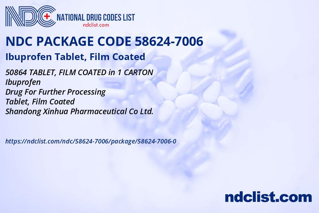 NDC Package 58624-7006-0 Ibuprofen Tablet, Film Coated