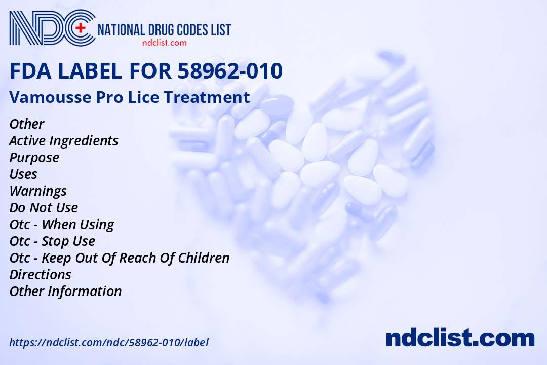 Vamousse Pro Lice Treatment FDA Label - NDC 58962-010