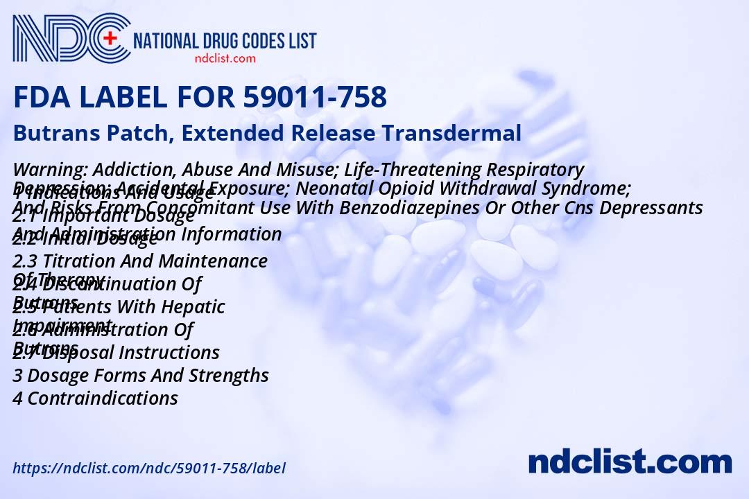 FDA Label for Butrans Patch, Extended Release Transdermal - Indications ...