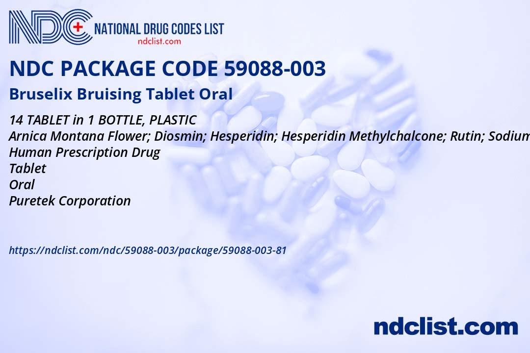 Bruselix Bruising Tablet NDC Package 59088-003-81