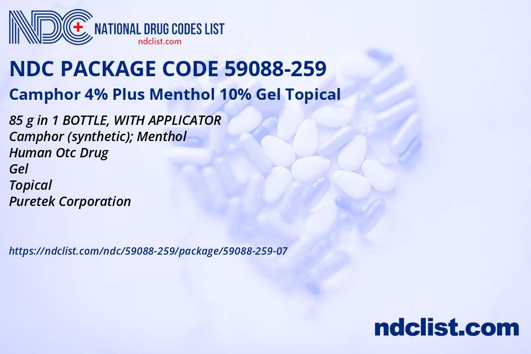 Camphor 4% Plus Menthol 10% Gel- NDC59088-259-07