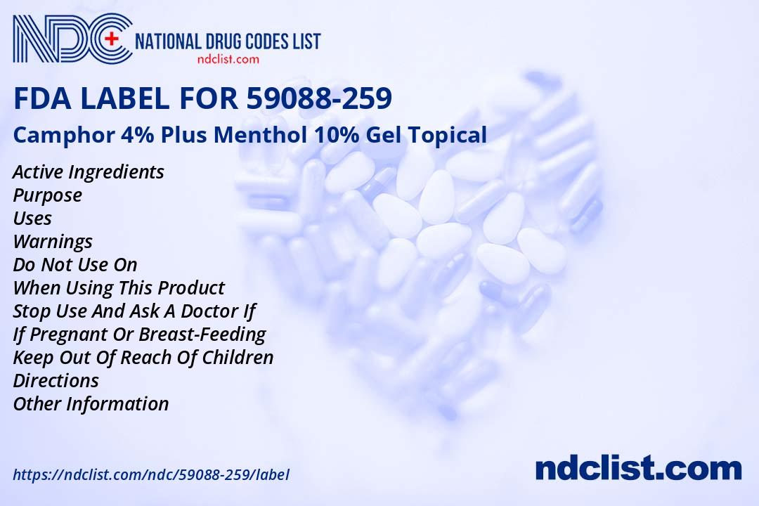FDA Label for Camphor 4% Plus Menthol 10% Gel Topical - Indications ...