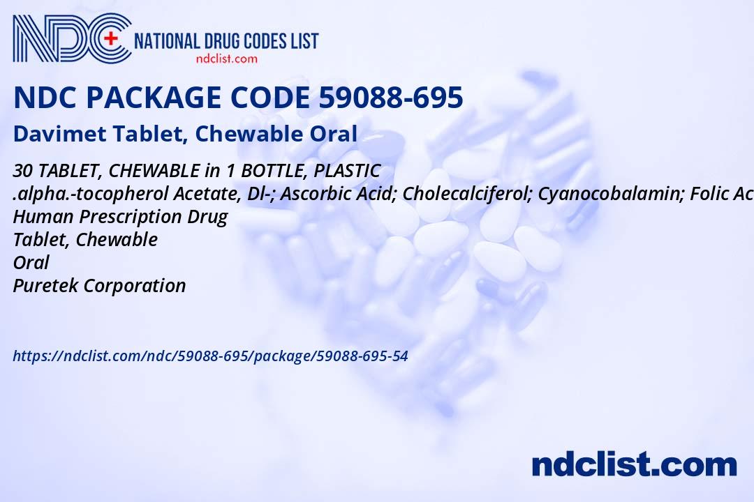 NDC Package 59088-695-54 Davimet Tablet, Chewable Oral