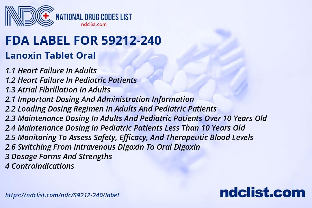 FDA Label for Lanoxin Tablet Oral - Indications, Usage & Precautions