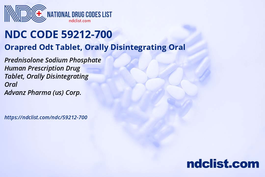 NDC 59212-700 Orapred Odt Tablet, Orally Disintegrating Oral