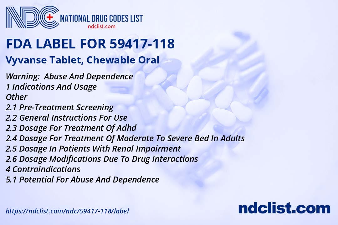 FDA Label for Vyvanse Tablet, Chewable Oral - Indications, Usage ...