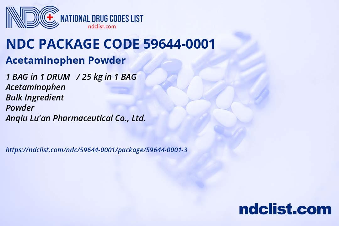 Acetaminophen Powder NDC Package 59644-0001-3