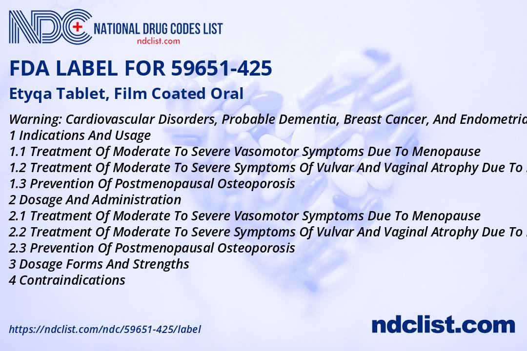 Etyqa Tablet, Film Coated- FDA Label NDC59651-425