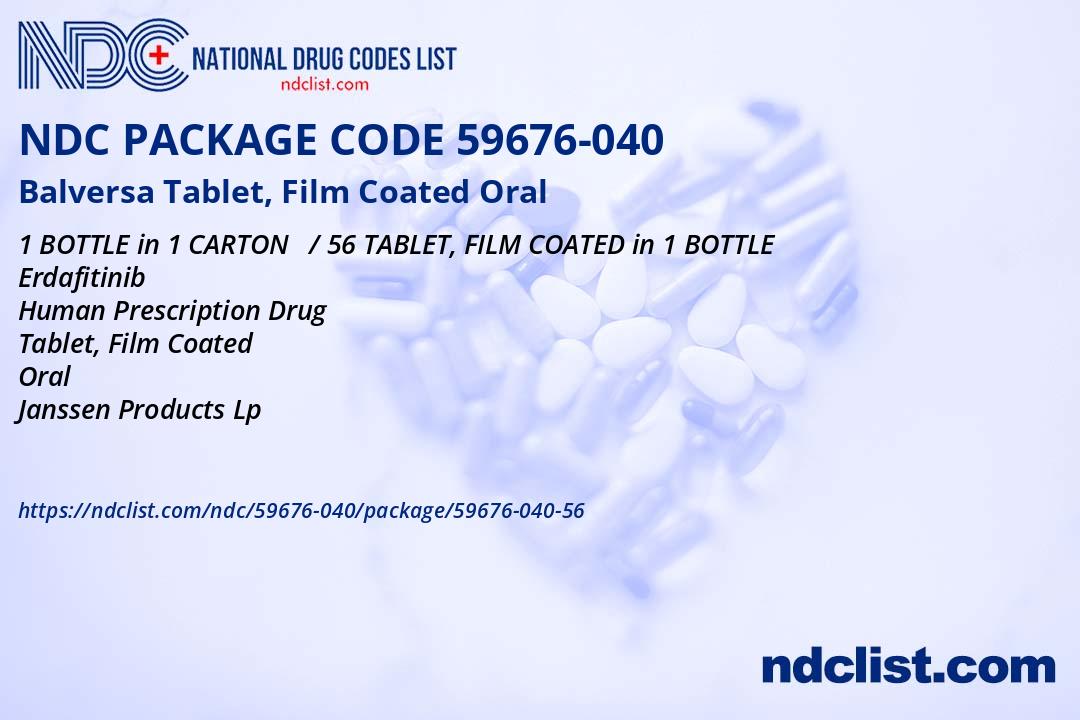 NDC Package 59676-040-56 Balversa Tablet, Film Coated Oral