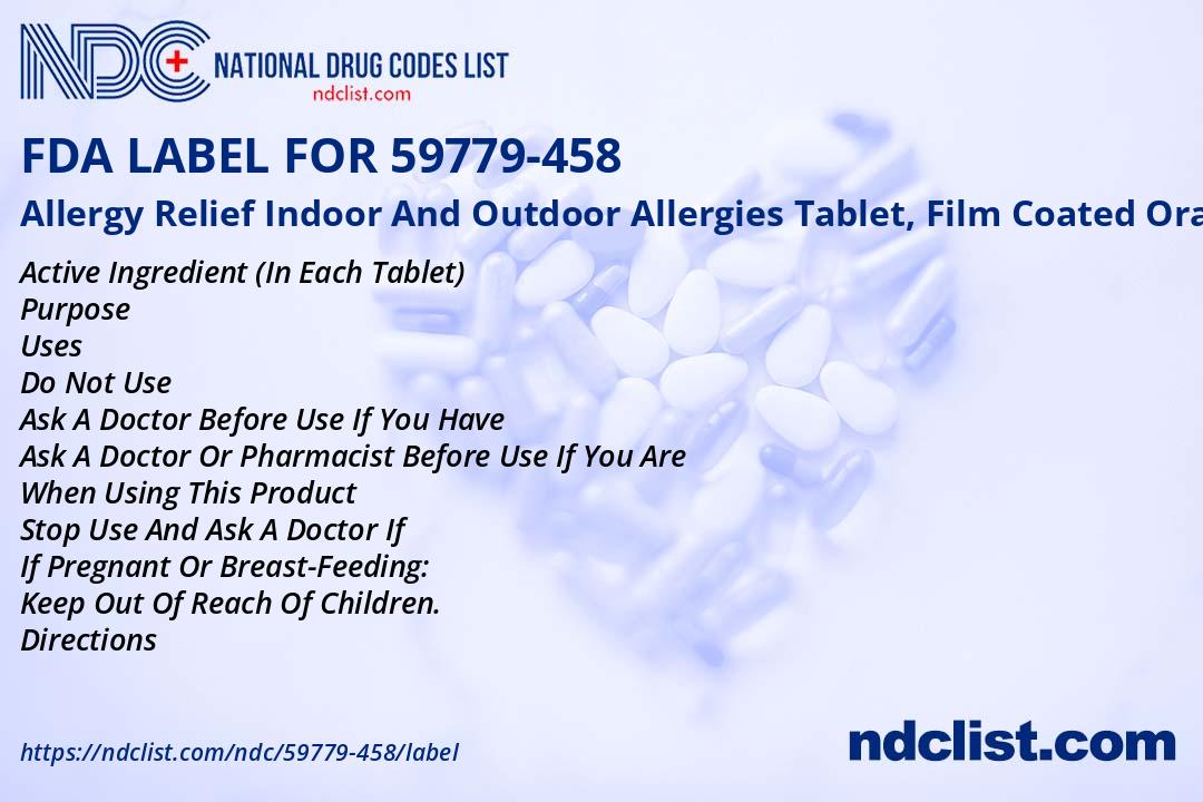 FDA Label for Allergy Relief Indoor And Outdoor Allergies Tablet, Film ...
