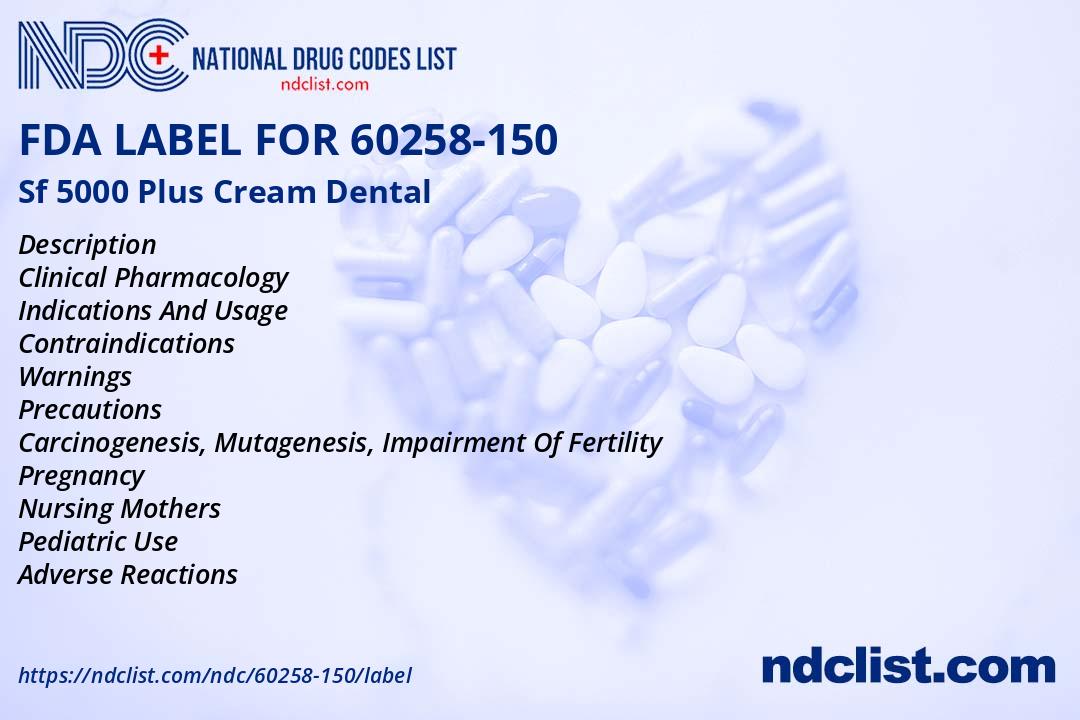 FDA Label for Sf 5000 Plus Cream Dental - Indications, Usage & Precautions