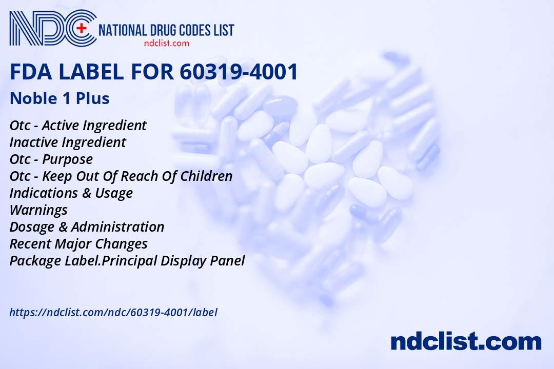 FDA Label for Noble 1 Plus - Indications, Usage & Precautions