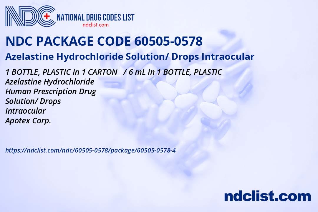 NDC Package 60505-0578-4 Azelastine Hydrochloride Solution/ Drops ...