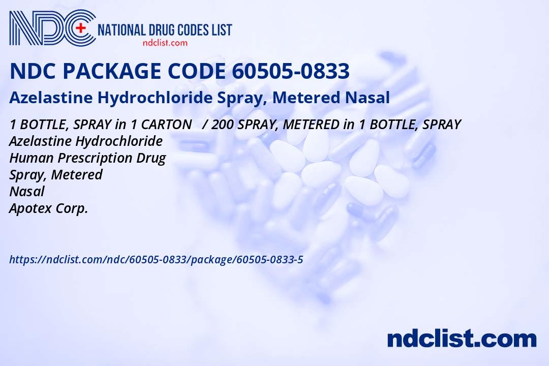Azelastine Hydrochloride Spray, Metered- NDC60505-0833-5