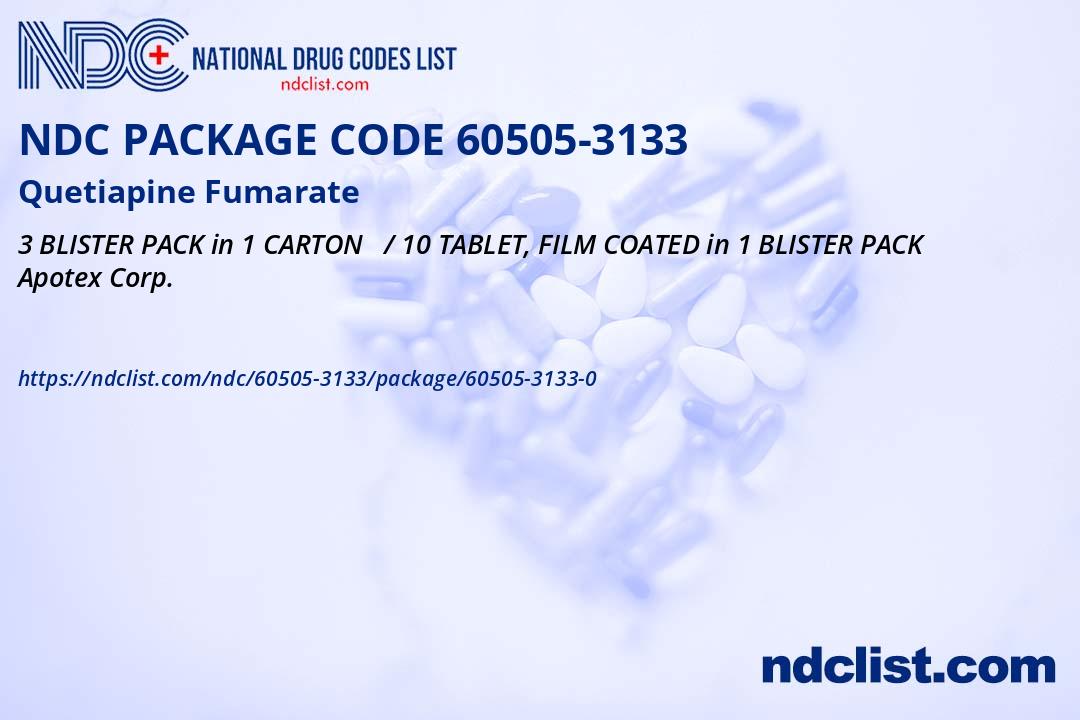 Quetiapine Fumarate- NDC60505-3133-0