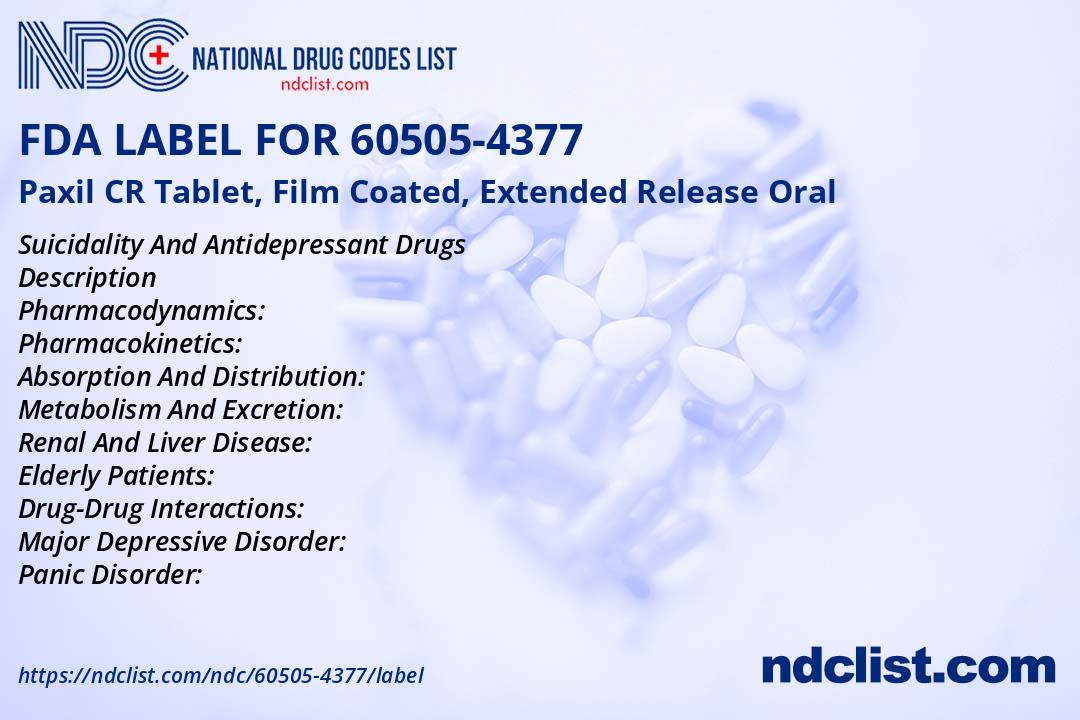 FDA Label for Paxil CR Tablet, Film Coated, Extended Release Oral ...