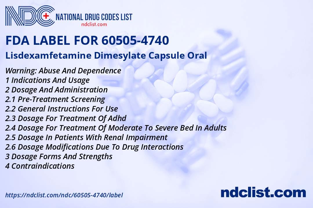 FDA Label for Lisdexamfetamine Dimesylate Capsule Oral - Indications ...