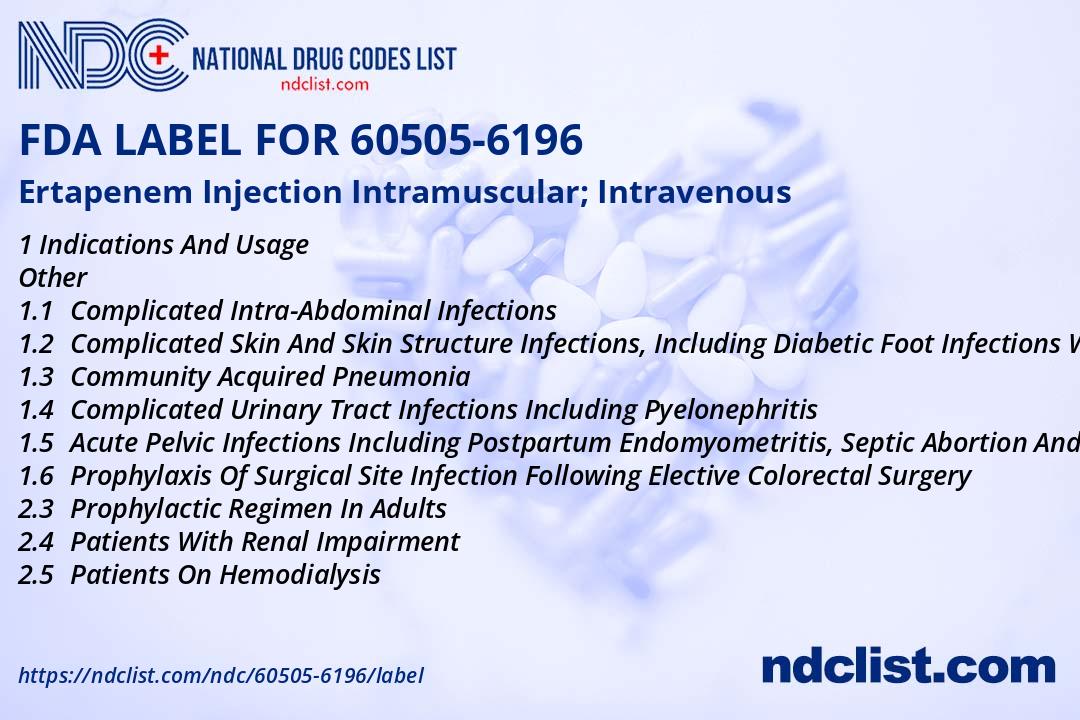 FDA Label for Ertapenem Injection Intramuscular; Intravenous ...