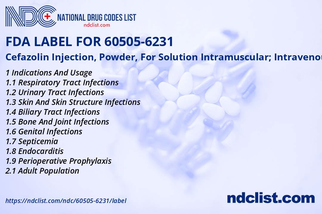 Cefazolin- FDA Label NDC60505-6231