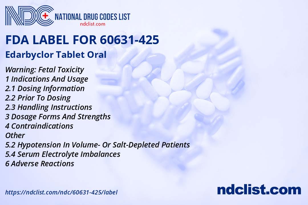 Edarbyclor Tablet FDA Label - NDC 60631-425