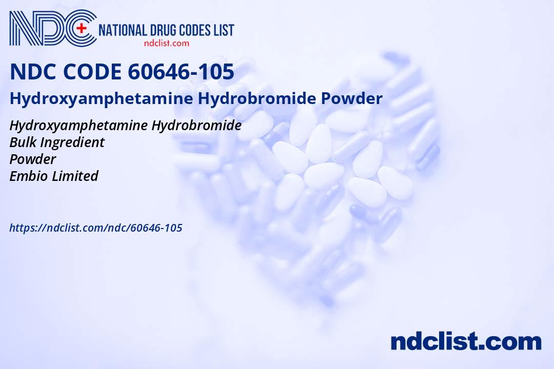 NDC 60646-105 Hydroxyamphetamine Hydrobromide Powder