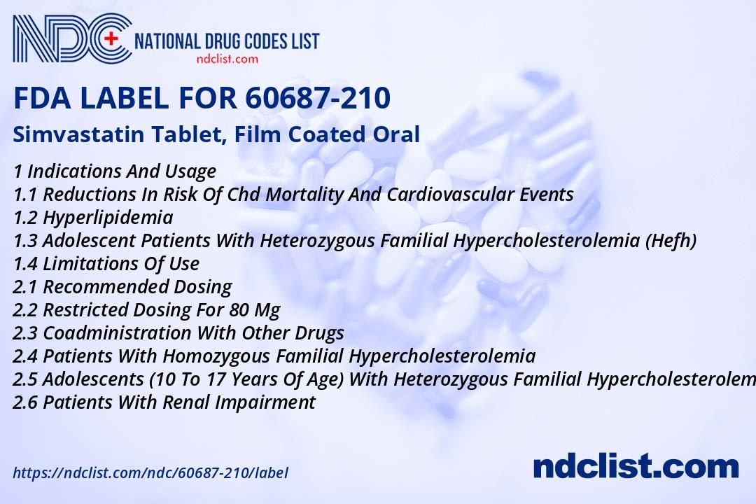 FDA Label for Simvastatin Tablet, Film Coated Oral - Indications, Usage ...